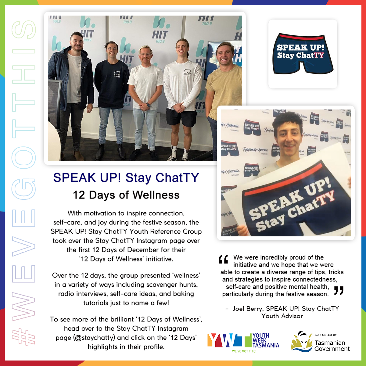 Speak UP! Stay ChatTY - 12 Days of Wellness | Youth Network of Tasmania